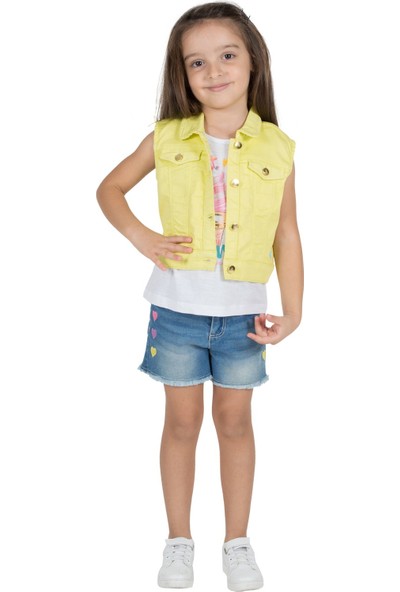 Silversun Silversunkids | Kız Çocuk Sarı Renkli Kalp Işlemeli Kolsuz Kapşonlu Yelek | Yc 216040 Silversun Silversunkids | Kız Çocuk Sarı Renkli Kalp Işlemeli Kolsuz Kapşonlu Yelek | Yc 216040