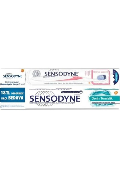 Sensodyne Derin Temizlik Diş Macunu 75 ml + Sensodyne Tam Koruma Diş Fırçası Sensodyne Derin Temizlik Diş Macunu 75 ml + Sensodyne Tam Koruma Diş Fırçası