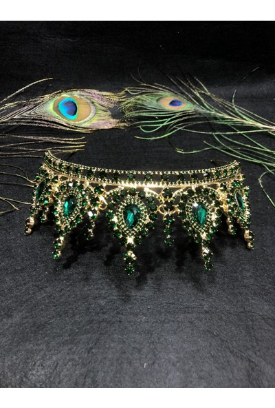 Sanat Bujiteri SNT0028 Zümrüt Yeşili Gelin Tacı