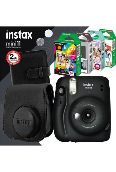 Fujifilm Instax Mini 11 Siyah Fotoğraf Makinesi ve Mega Seti Fujifilm Instax Mini 11 Siyah Fotoğraf Makinesi ve Mega Seti