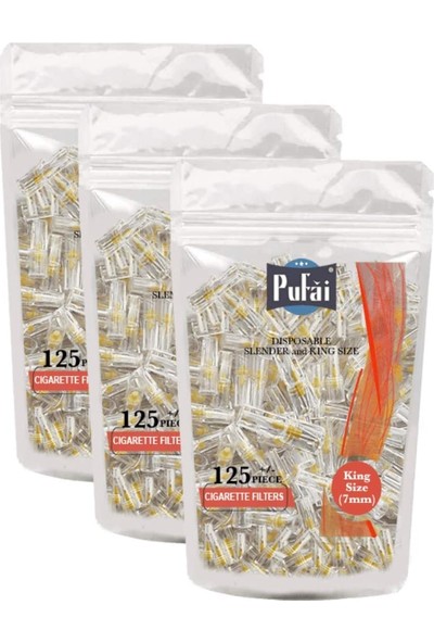 Pufai Slender Sigara Filtresi Tar Süzen 7Mm Uyumlu Ağızlık 375 Adet 3 Paket Pufai Slender Sigara Filtresi Tar Süzen 7Mm Uyumlu Ağızlık 375 Adet 3 Paket