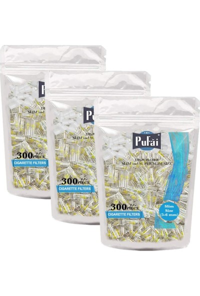 Pufai Süper Slim Sigara Filtresi Tar Süzen 5Mm 6Mm Uyumlu Ağızlık 900 Adet 3 Paket Pufai Süper Slim Sigara Filtresi Tar Süzen 5Mm 6Mm Uyumlu Ağızlık 900 Adet 3 Paket