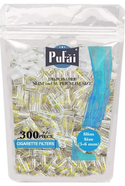 Pufai Slim Sigara Filtresi Tar Süzen Ağızlık 5Mm 6Mm Uyumlu 300 Adet Pufai Slim Sigara Filtresi Tar Süzen Ağızlık 5Mm 6Mm Uyumlu 300 Adet