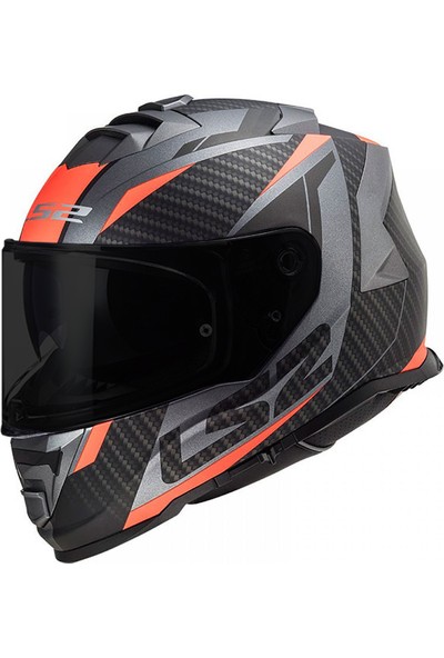 Ls2 Storm Racer Mat Tıtanıum-Turuncu Kask 2 Cam Ls2 Storm Racer Mat Tıtanıum-Turuncu Kask 2 Cam