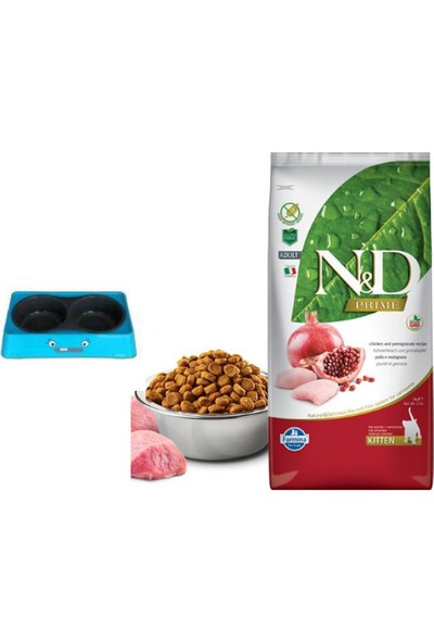 N&D Kitten Yavru Kedi Maması Çiftli Mama Kabı