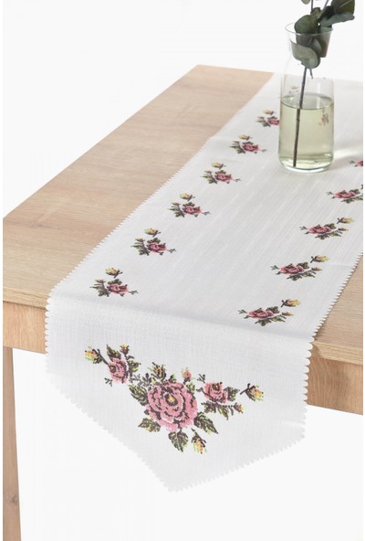 Fatih Kanaviçeli Fistosuz Runner - Ekru - Somon Fatih Kanaviçeli Fistosuz Runner - Ekru - Somon