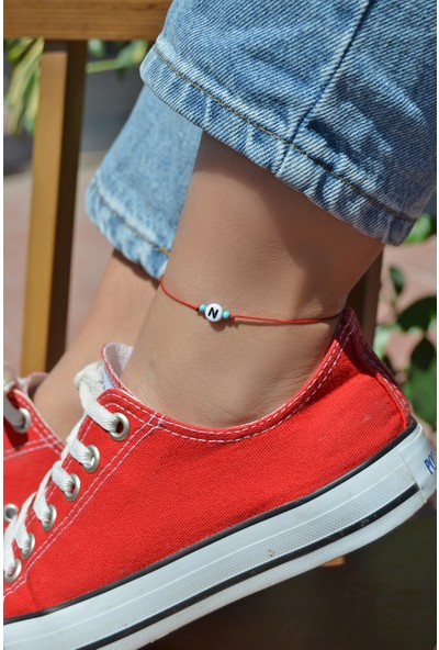 Sacce Scarves&Accessories Kırmızı İpli Mini N Harf Halhal Sacce Scarves&Accessories Kırmızı İpli Mini N Harf Halhal