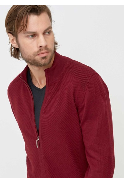 Adze Erkek Bordo Yarım Balıkçı Desenli Hırka Adze Erkek Bordo Yarım Balıkçı Desenli Hırka