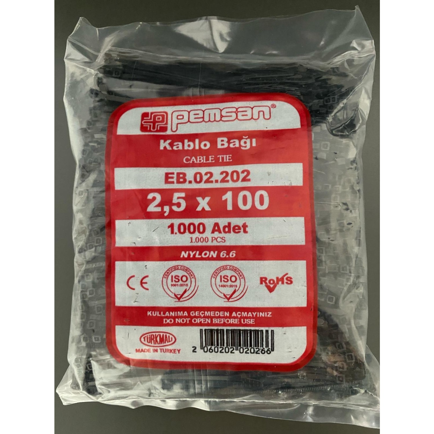 Pemsan Pemsan- 1000 Adet -10CM x 2,5mm Plastik Cırt Kelepçe - Kablo ...