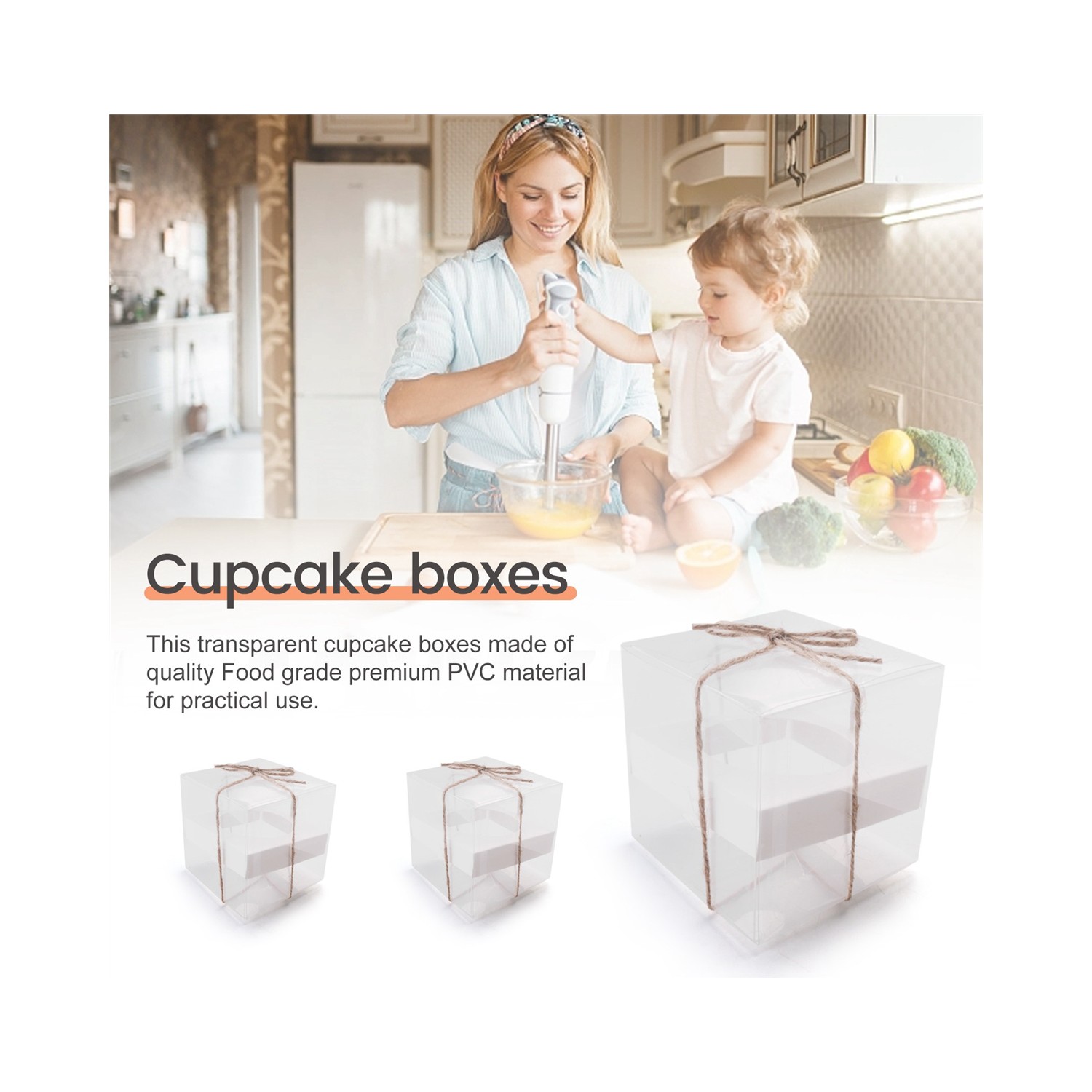 Pabiflo Şeffaf Cupcake Ambalaj Kutusu Pvc Ipli Kek Kutusu, Fiyatı