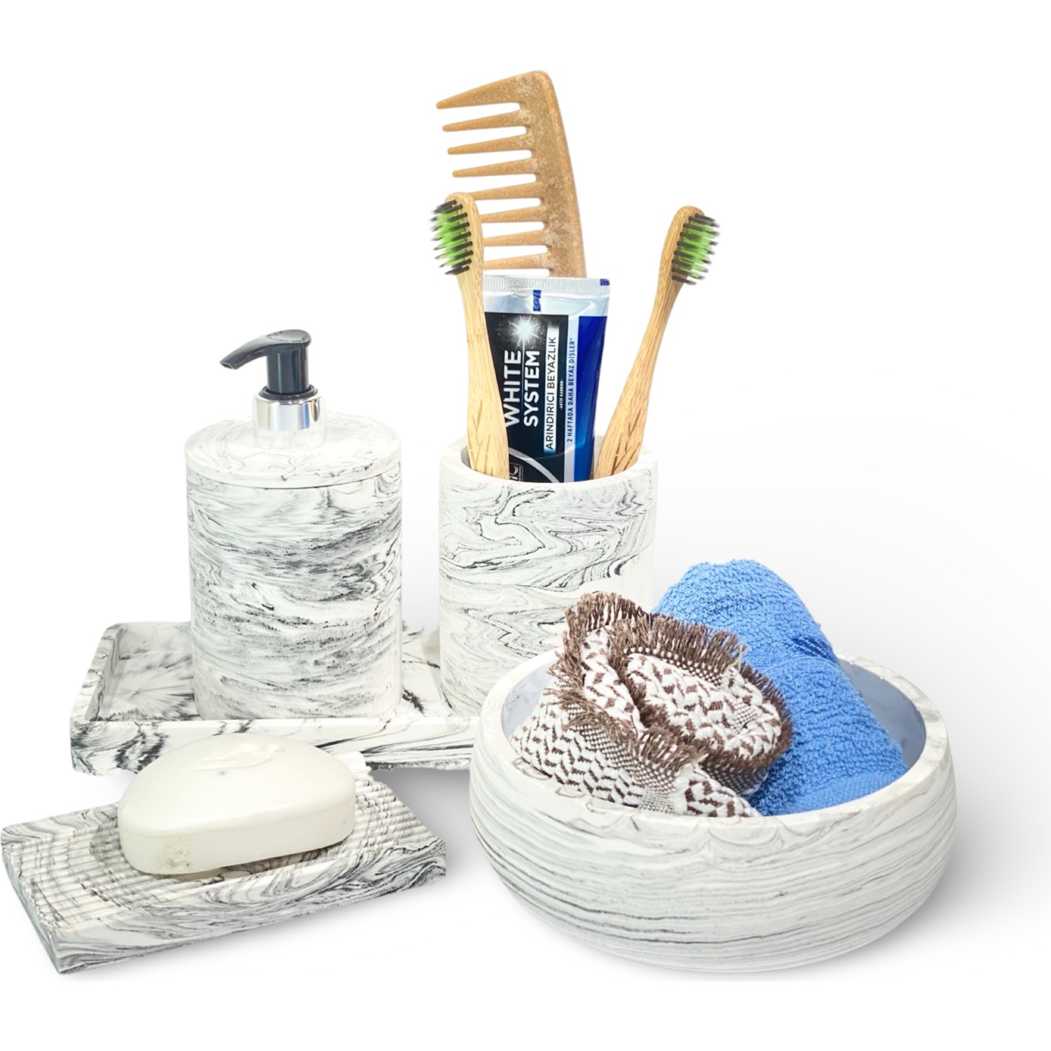 Chiko Mall 5 Li Banyo Havluluklu Aksesuar Takımı - Mumluk ve Fiyatı