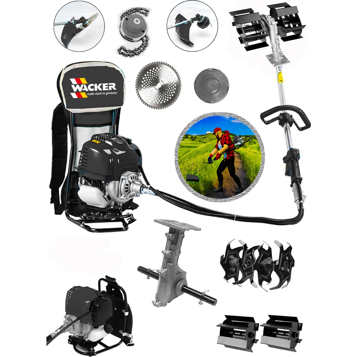 Wacker Germany 3 In 1 Pro Black Sırt Tipi Tırpan + Toprak Fiyatı