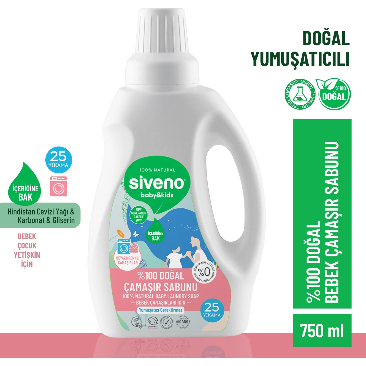Siveno %100 Doğal Bebek Çamaşır Sabunu Kendinden Yumuşatıcılı Bitkisel ...