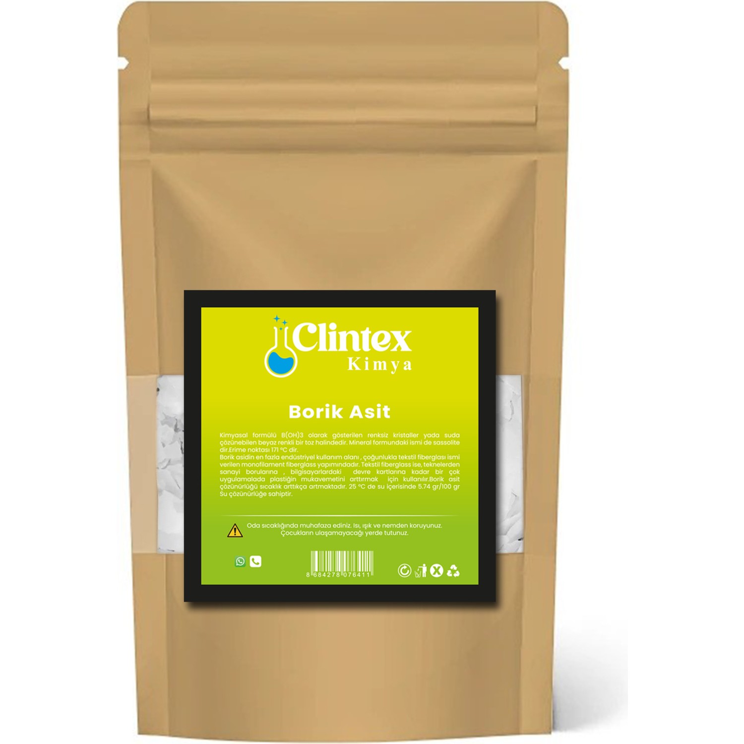 Clintex Kimya 100% Saf Eti Maden Borik Asit 1 kg Fiyatı