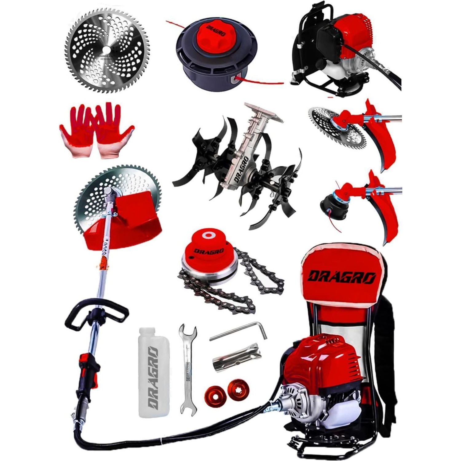 Dragro 4x4 Alman 20 Hp Sırt Tipi Benzinli Motorlu Ot Çalı Tırpanı Çim ...