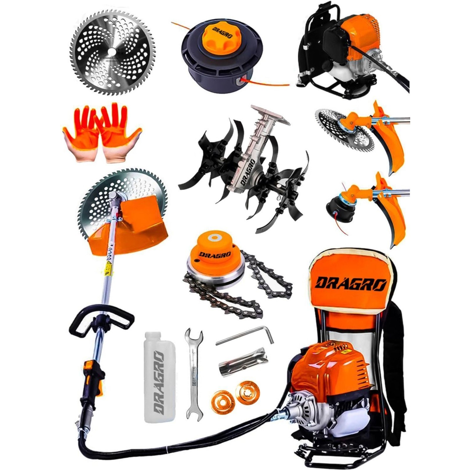 Dragro 4x4 Alman 20 Hp Sırt Tipi Benzinli Motorlu Ot Çalı Tırpanı Çim ...