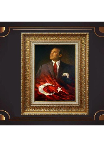 Giyense Özel Altın Varaklı Atatürk Tablosu DF222 Fiyatı