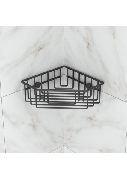 Tekno-tel Teknotel Tek Katlı Kancalı Banyo Köşe Rafı Siyah Fiyatı