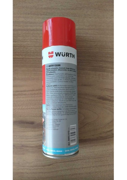 Würth Activ Clean Araç Içi Aktif Temizleme Köpüğü 500 ml Fiyatı