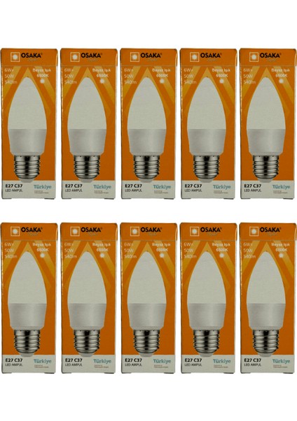 Osaka 6W (50W) 6500K (Beyaz Işık) E27 Duylu LED Ampul (10 Fiyatı