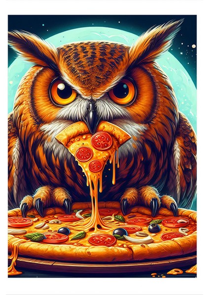 Ekart Pizza Yiyen Baykuş Model Mdf Tablo 18CM x 27CM Fiyatı