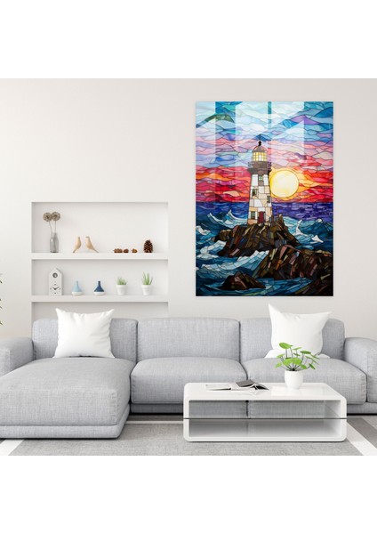 Painted Anarchy Stained Glass Lighthouse Duvar Dekorasyonu - Fiyatı