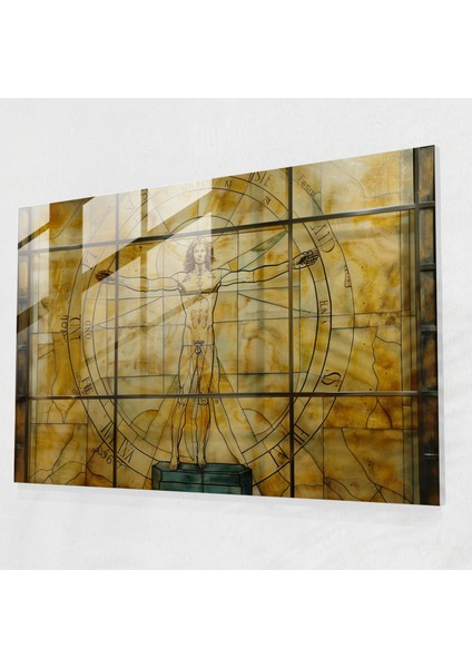Painted Anarchy Leonardo Da Vinci Glass Art - Vitruvian Man Fiyatı