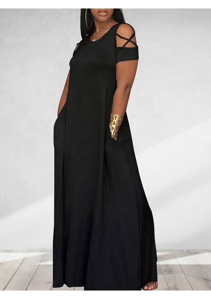 Melia Fashion Kadın Kısa Kollu Omuz Çapraz Ip Detay Uzun Fiyatı