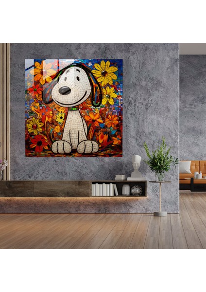 Painted Anarchy Mozaik Snoopy Cam Baskı - Snoopy, Modern Fiyatı