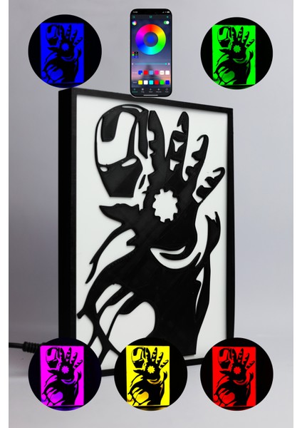 Iron Man - Rgb LED Işıklı 3 Boyutlu Tabela - 14.5cm x 20CM x Fiyatı