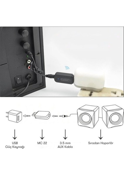 Earldom M22 Bluetooth 5.0 USB Aux Dönüştürücü - Siyah 13 Fiyatı