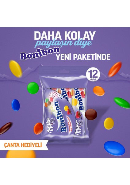 Milka Çanta Hediyeli Milka 3'lü Bonibon Draje Çikolata 73 gr - 12 Adet ...