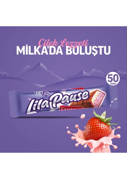 Milka Çanta Hediyeli Milka Lila Pause Çilekli Bar Çikolata 34 gr - 50 ...
