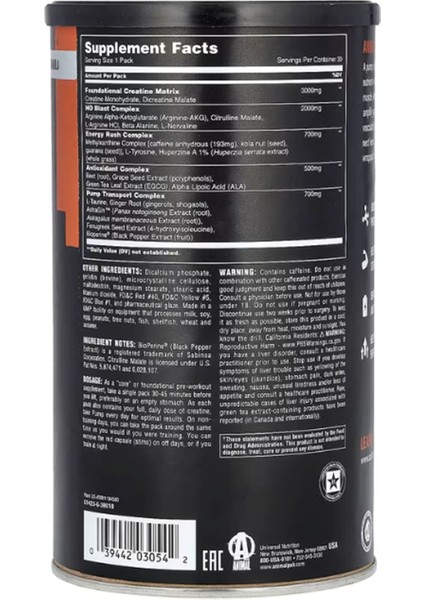 Dietary Supplement Universal Animal, Pre Workout Pump, Pill Fiyatı