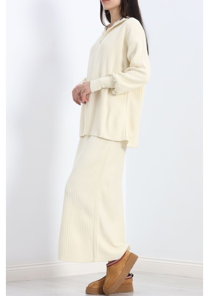 Smond Store Fermuarlı Etekli Triko Takım Bej - 16646.1612. Fiyatı