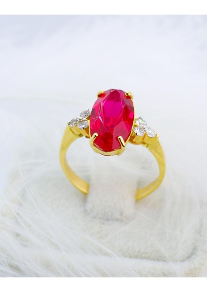 Ermir Gold Yakut Taşlı Pırlanta Yüzük 14 Ayar Fiyatı