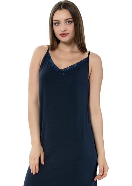 Xsay Bayan Ip Askılı Uzun Gecelik 911 Lacivert Fiyatı