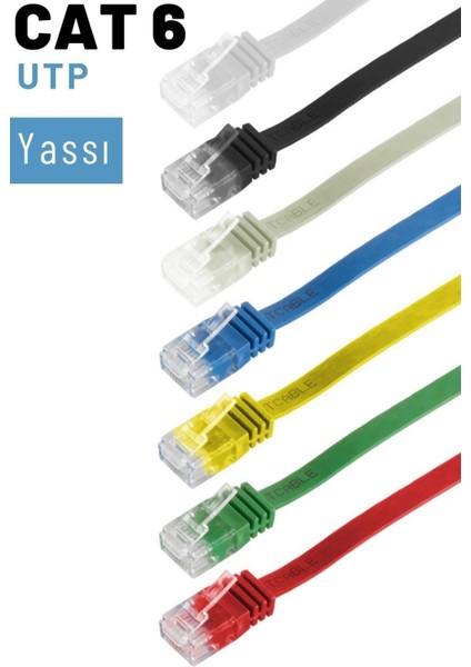 Cat6 Yassı Ethernet Network Lan Internet Kablosu-15 Metre Fiyatı