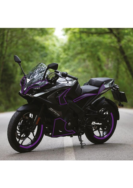 Bajaj RS200 Stroke Tek Renk Mor Motosiklet Sticker Etiket Fiyatı
