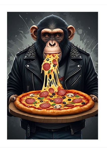 Karizma Tablo Pizza Yiyen Maymun Art Mdf Poster 18CM x 27CM Fiyatı