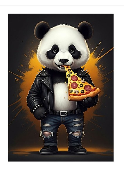 Karizma Tablo Pizza Yiyen Panda Model Mdf Tablo 25CMX 35CM Fiyatı