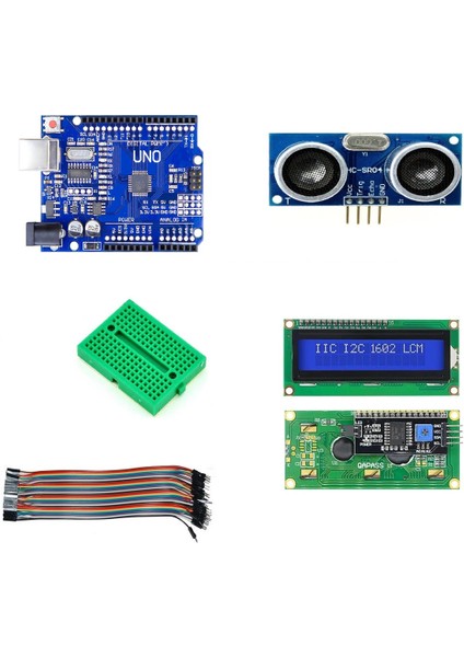 Arduino Uno R3 Mesafe Ölçüm Seti (HC-SR04 & LCD 2X16 Ic2 Fiyatı