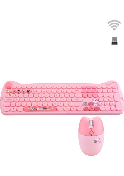 Plus Kablosuz Sessiz Klavye Mouse Seti Pembe SMK-672 Fiyatı