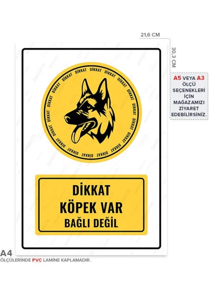 UL1484-A4 - Dikkat Köpek Var Bağlı Değil Uyarı Levhası Fiyatı