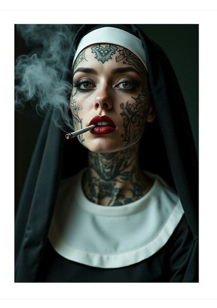 Ekart Sigara Içen Rahibe Model Mdf Tablo 25CMX 35CM Fiyatı