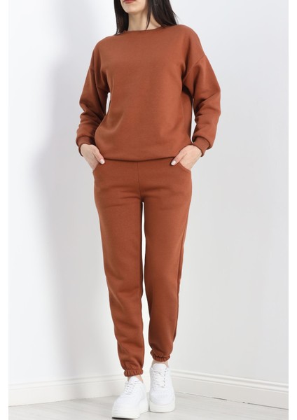 3 Iplik Bisiklet Yaka Eşofman Takımı Kiremit - 20779.1878. Fiyatı