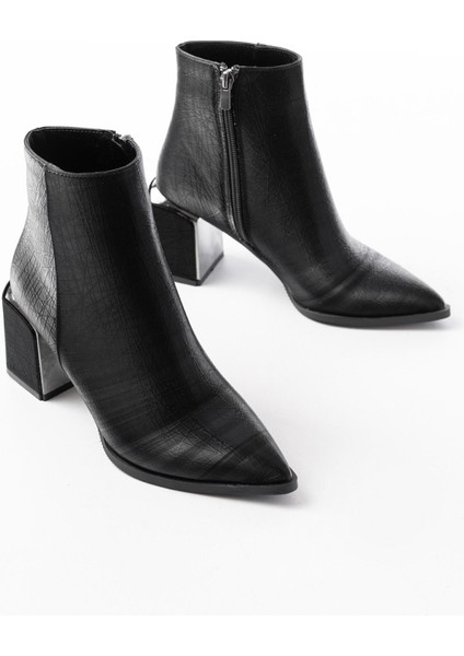 Siyah Fermuarlı Topuklu Günlük Kadın Bot Rahat Şık Zarif Fiyatı
