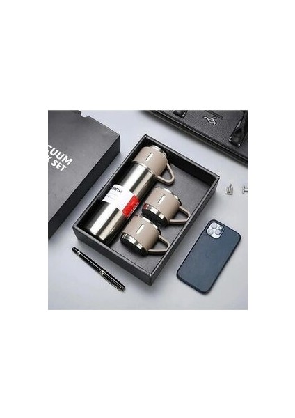 Stanlies Vacuum Flask Set Üç Bardaklı Kutulu Seti Krem/ Fiyatı
