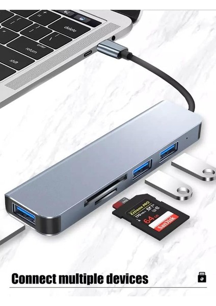 Usb-C Hub 5 In 1 Alüminyum Type C Hub Multiport Adaptör Fiyatı
