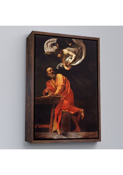 Çerçeveli Caravaggio - Aziz Matta ve Melek Tablosu - Saint Fiyatı